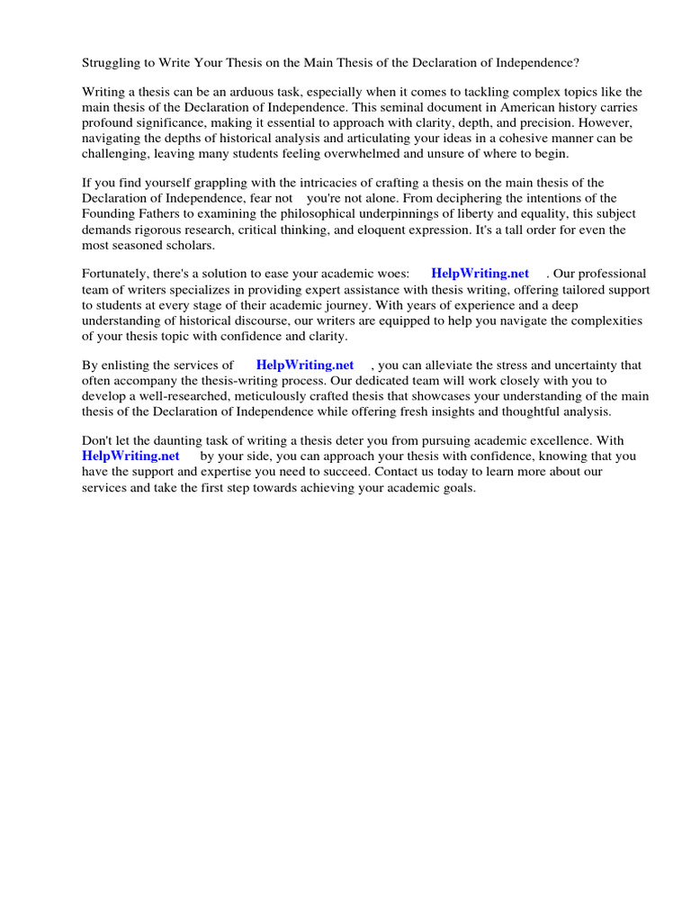 Main Thesis of Declaration of Independence | PDF | United States ...