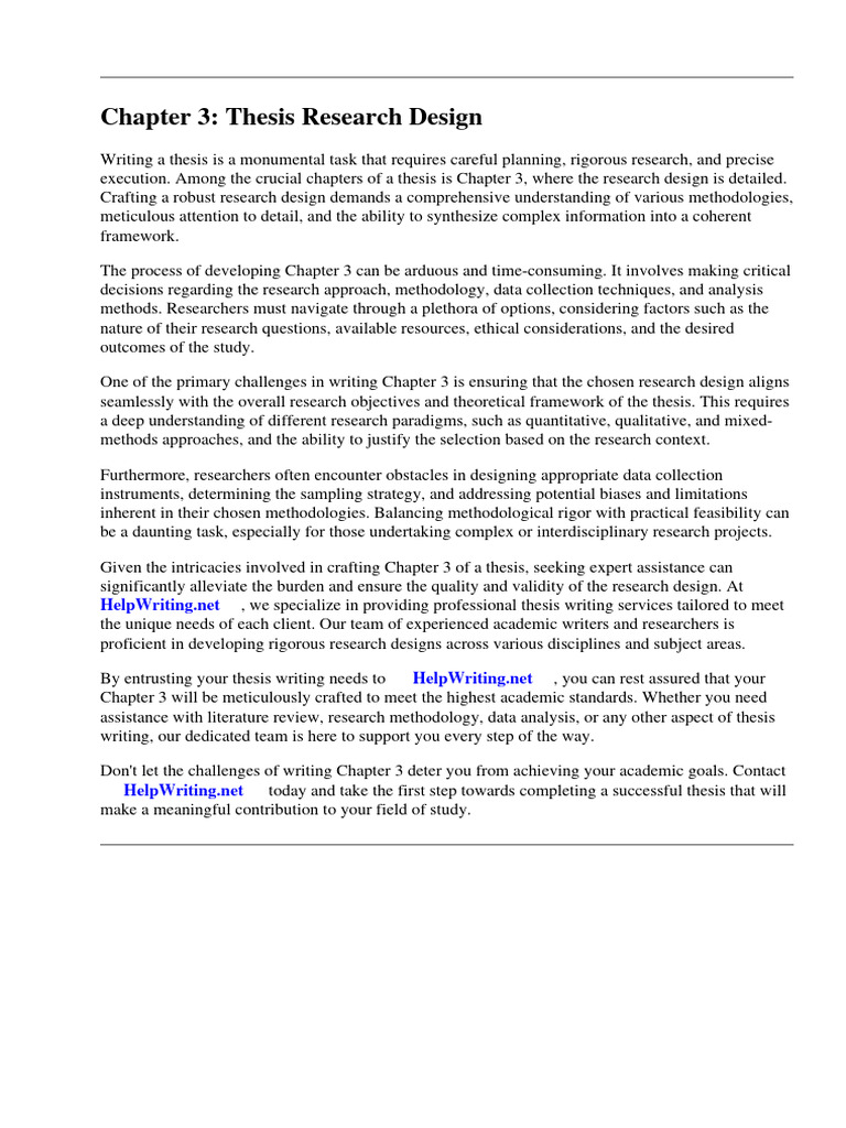 Chapter 3 Thesis Research Design | PDF | Methodology | Qualitative Research