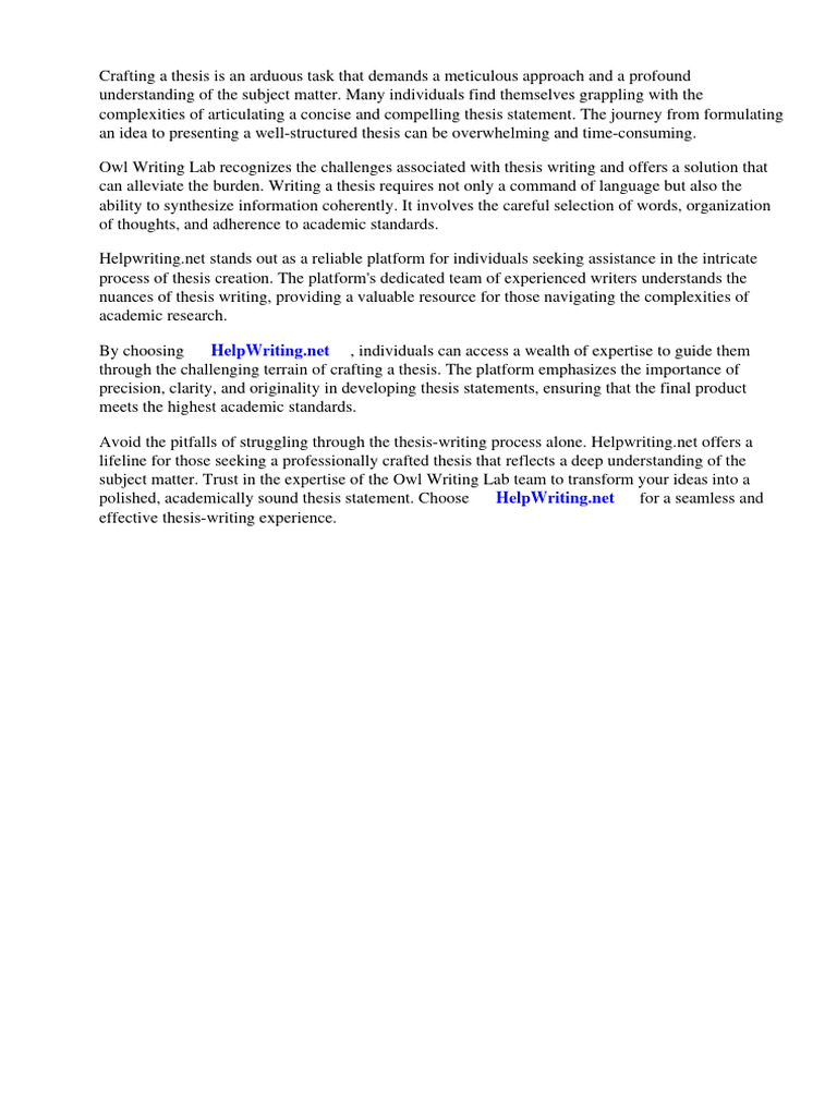Owl Writing Lab Thesis Statements | PDF | Essays | Thesis