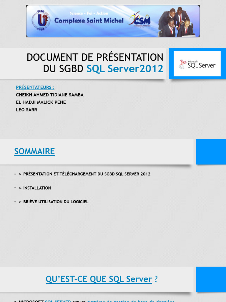 Présentation 1 | PDF | Microsoft SQL Server | Bases de données