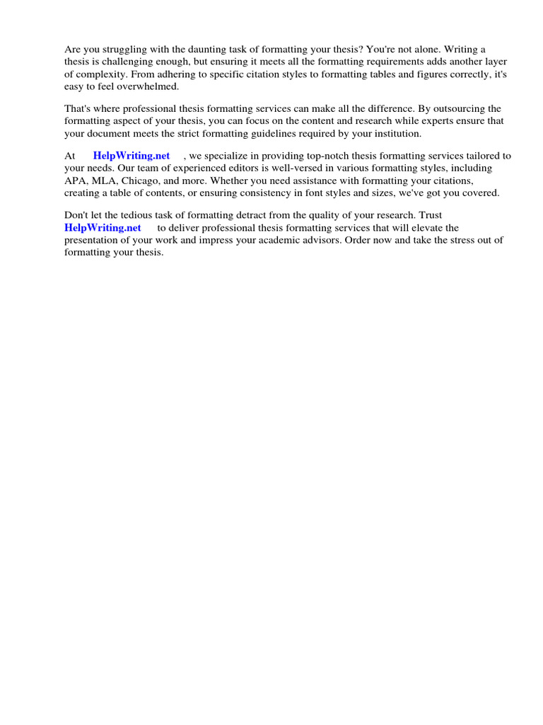 Thesis Formatting Services | PDF | Thesis | Essays