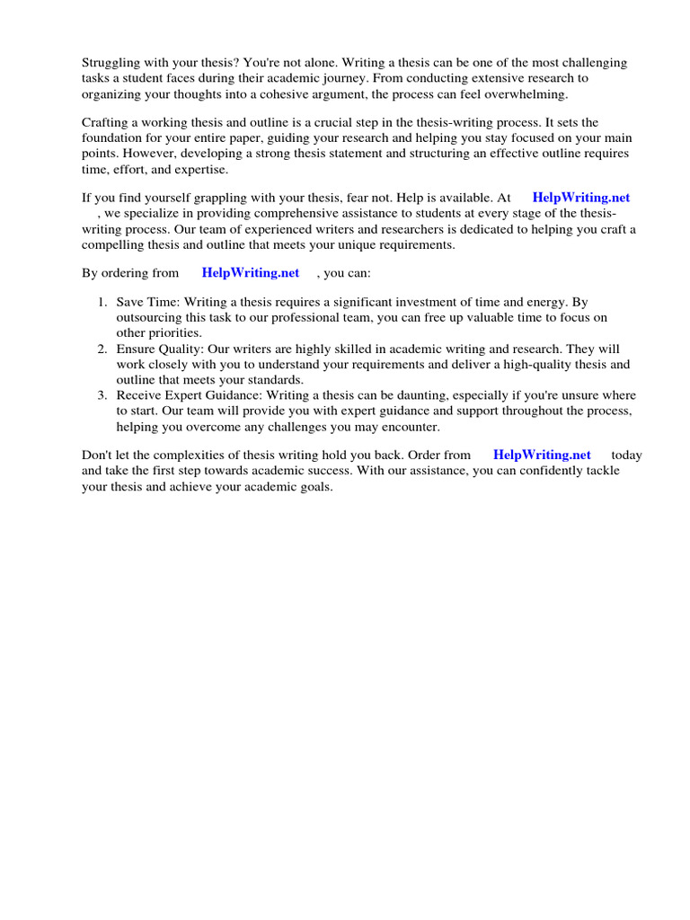 Working Thesis and Outline | PDF | Thesis | Essays