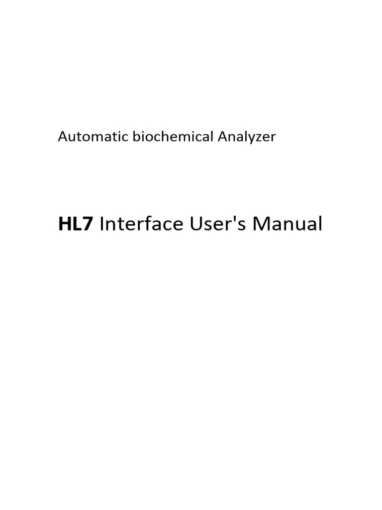ES Series Chemistry Analyzer HL7 Interface User's Manual | PDF | Computing | Information Technology