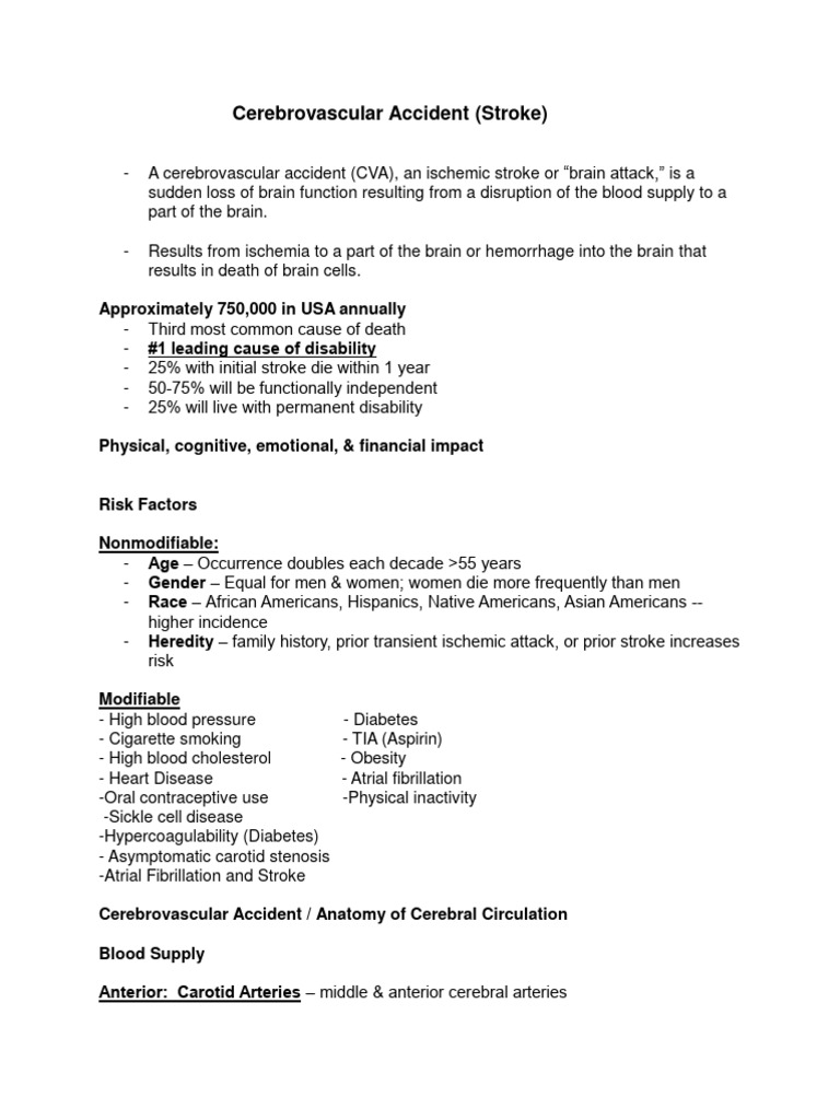 Patho Stroke | PDF | Stroke | Lateralization Of Brain Function