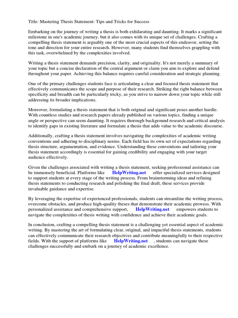 Thesis Statement Tips and Tricks | PDF | Thesis | Essays
