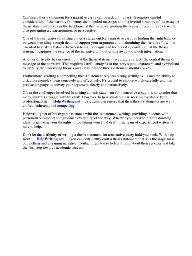 A Thesis Statement For A Narrative Essay | PDF | Essays | Narrative
