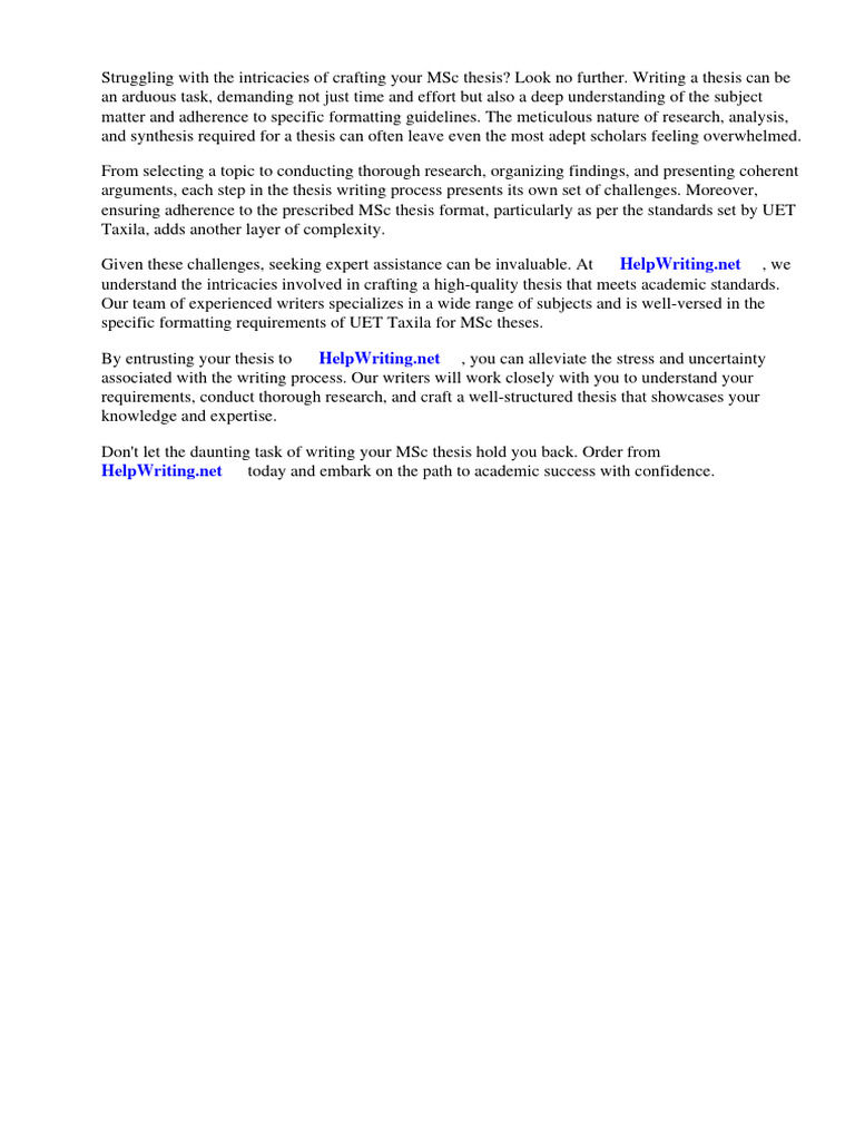 MSC Thesis Format Uet Taxila | PDF | Concrete | Thesis