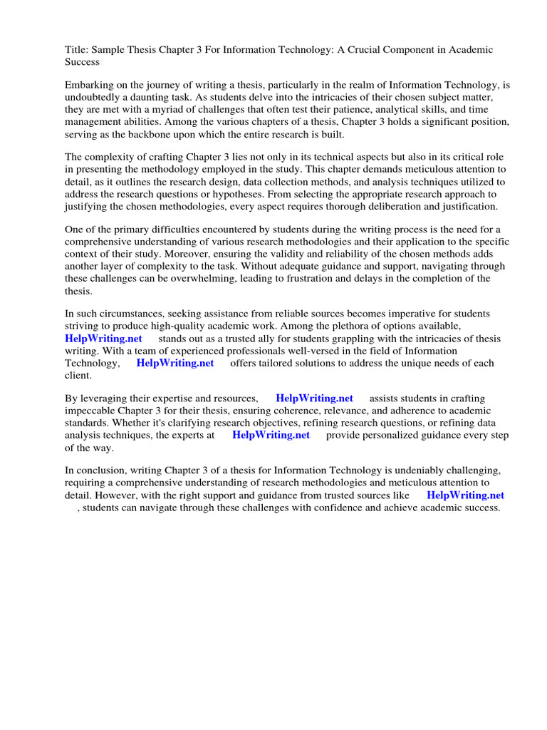 Sample Thesis Chapter 3 For Information Technology | PDF | Methodology ...