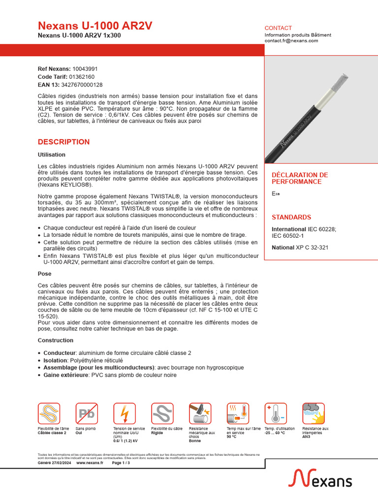 Nexans - Cable Hta | PDF | Résistance (électricité) | Grandeur physique