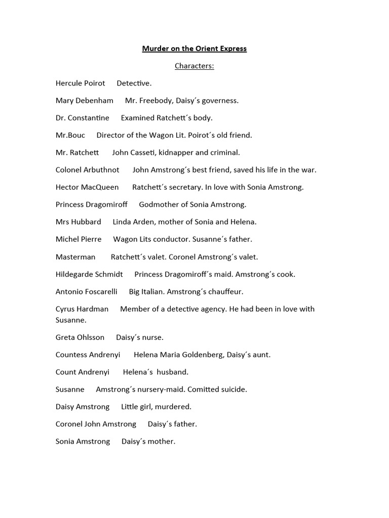 Murder on the Orient Express: Character Insights | PDF