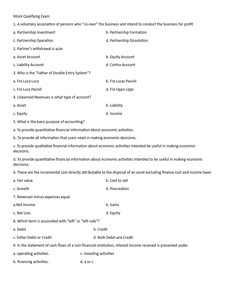 Mock-Exam | PDF | Debits And Credits | Equity (Finance) Mock-Exam | PDF | Debits And Credits | Equity (Finance)