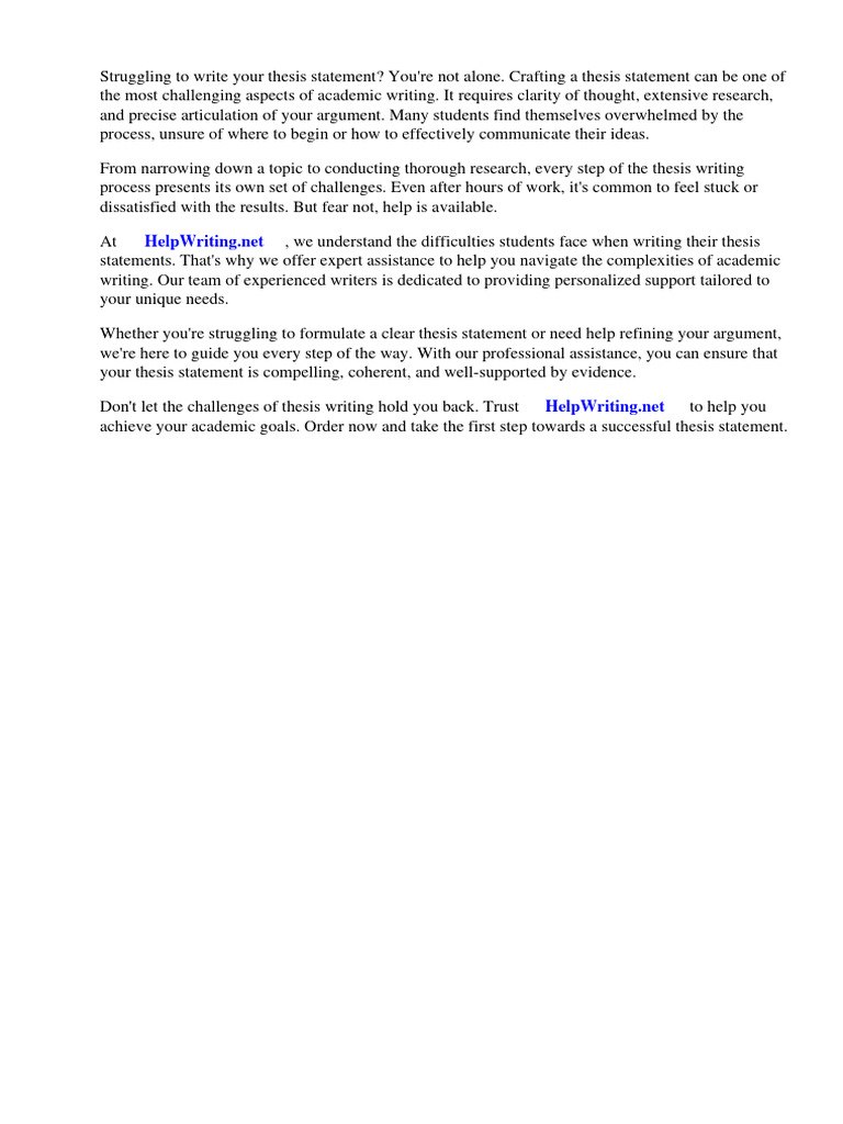 Writing My Thesis Statement | PDF | Essays | Thesis