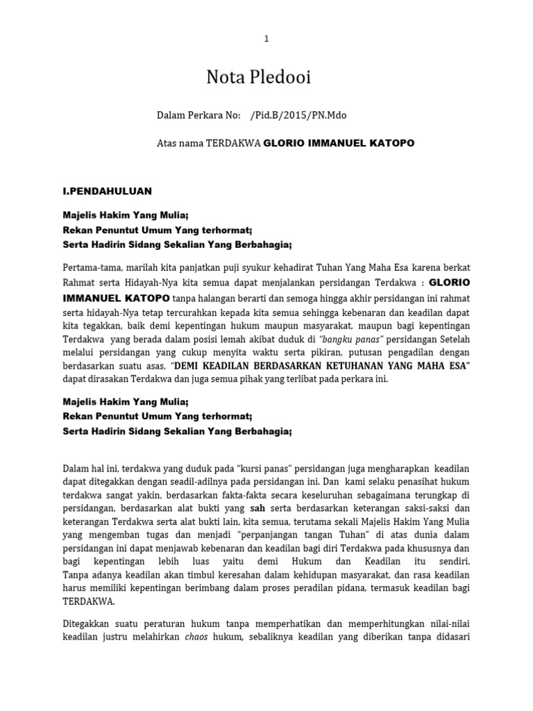Nota PledoI KATOPO | PDF | Hukum | Ilmu Sosial