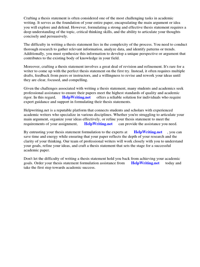 Thesis Statement Formulation | PDF | Essays | Thesis
