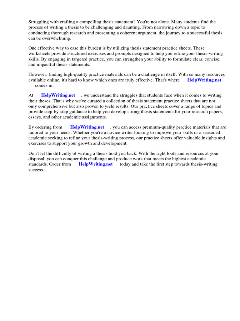 Thesis Statement Practice Sheets | PDF | Essays | Worksheet