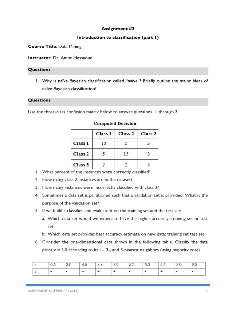 Assignment #2 Introduction To Classification | Download Free PDF ... Assignment #2 Introduction To Classification | Download Free PDF ...