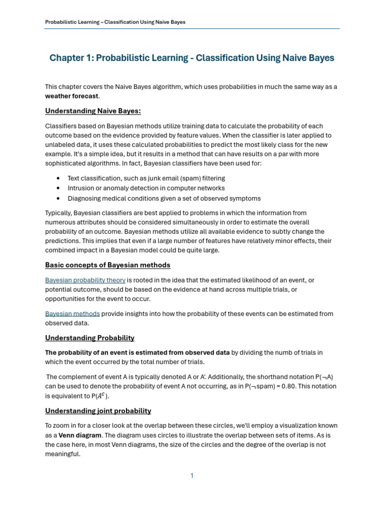 Chapter1_Probabilistic Learning_Classification Using Naive Bayes | PDF ...