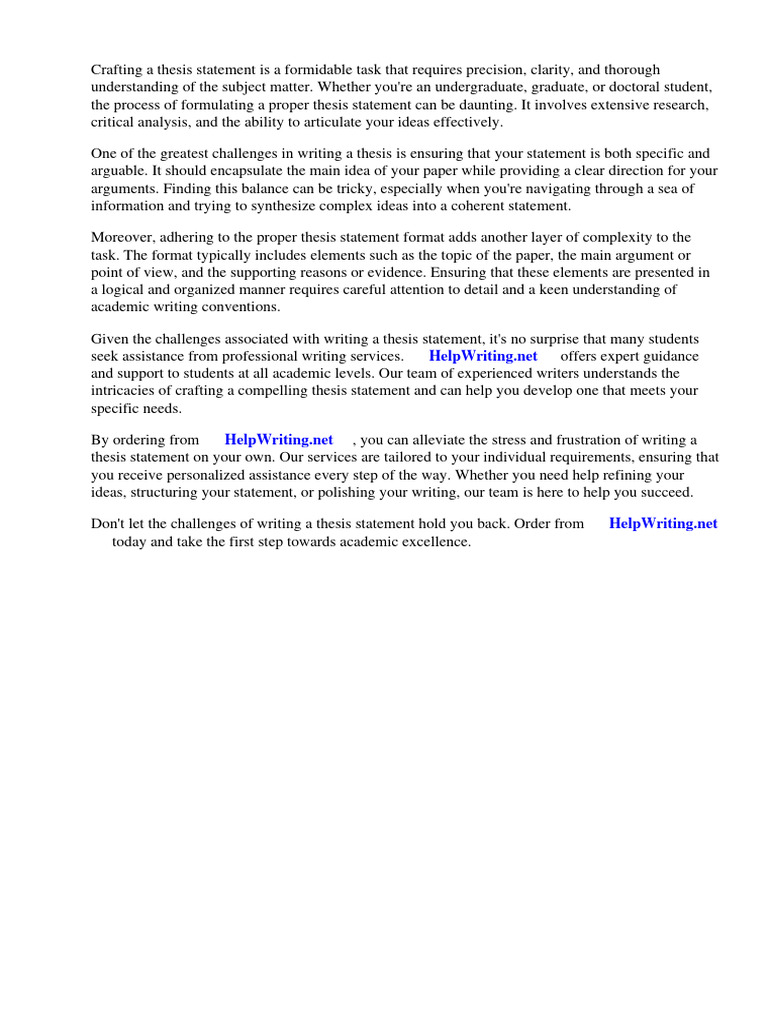 Proper Thesis Statement Format | PDF | Thesis | Expert