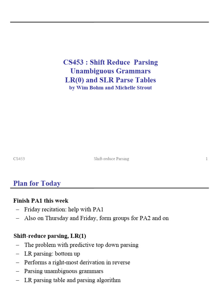 07 Shift Reduce | PDF | Parsing | Metalogic 07 Shift Reduce | PDF | Parsing | Metalogic