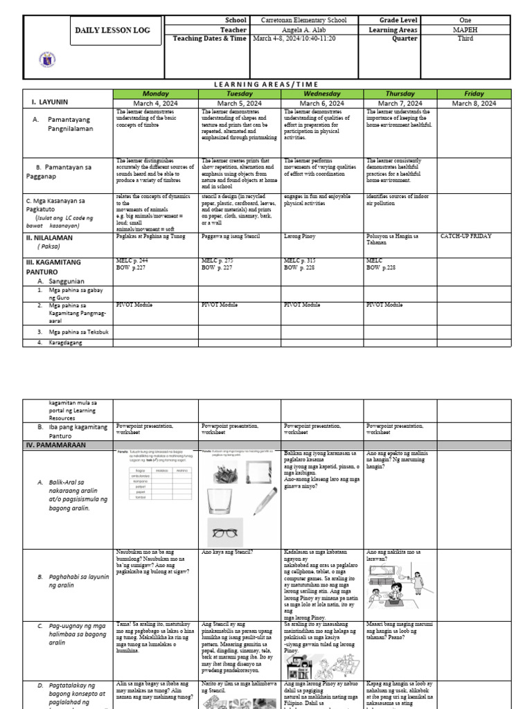 mapeh-w6 | PDF | Learning
