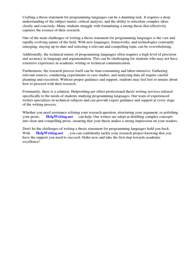 Thesis Statement For Programming Languages | PDF | Computer Programming ... Thesis Statement For Programming Languages | PDF | Computer Programming ...