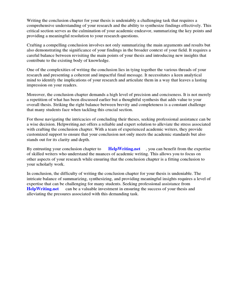 Writing The Conclusion Chapter For Your Thesis | PDF | Statistical ...