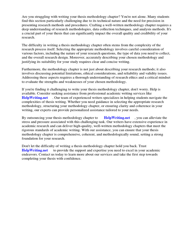 How To Write Thesis Methodology Chapter | PDF | Methodology | Thesis