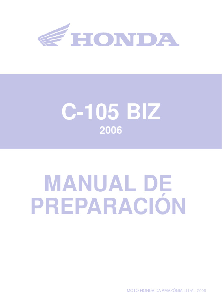 Manual de Preparación C-105 Biz Argentina | PDF | Honda | Motocicleta