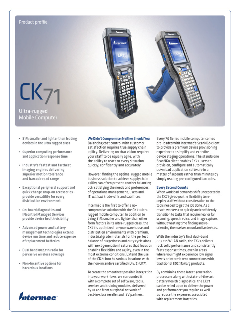 Intermec CK71 Datasheet | PDF | Barcode | Computer Data Storage