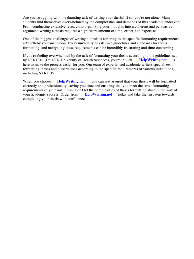 Ntruhs Thesis Format | PDF | Thesis | Shock (Circulatory)