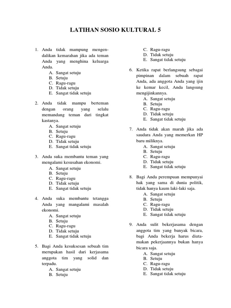 Latihan Sosio Kultural 5 | PDF
