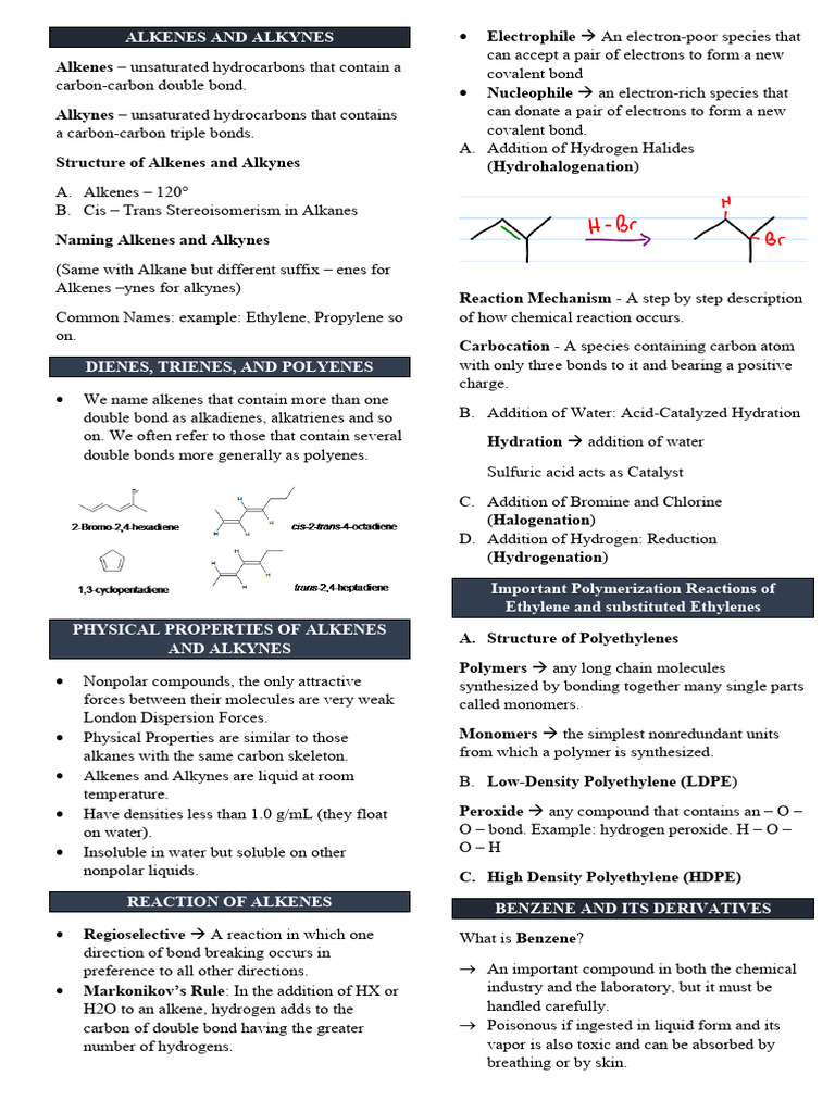 Alkenes and Alkynes | PDF | Alkene | Thiol