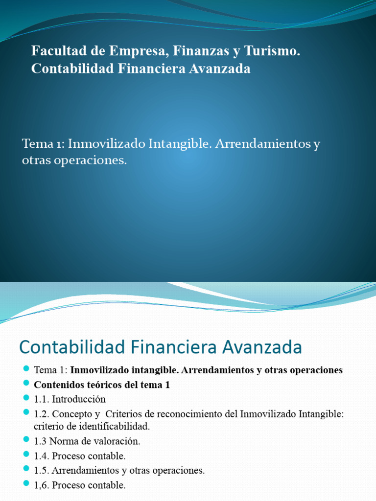Tema 1 Contabilidad Financiera Avanzada | PDF | Contabilidad | Activo intangible
