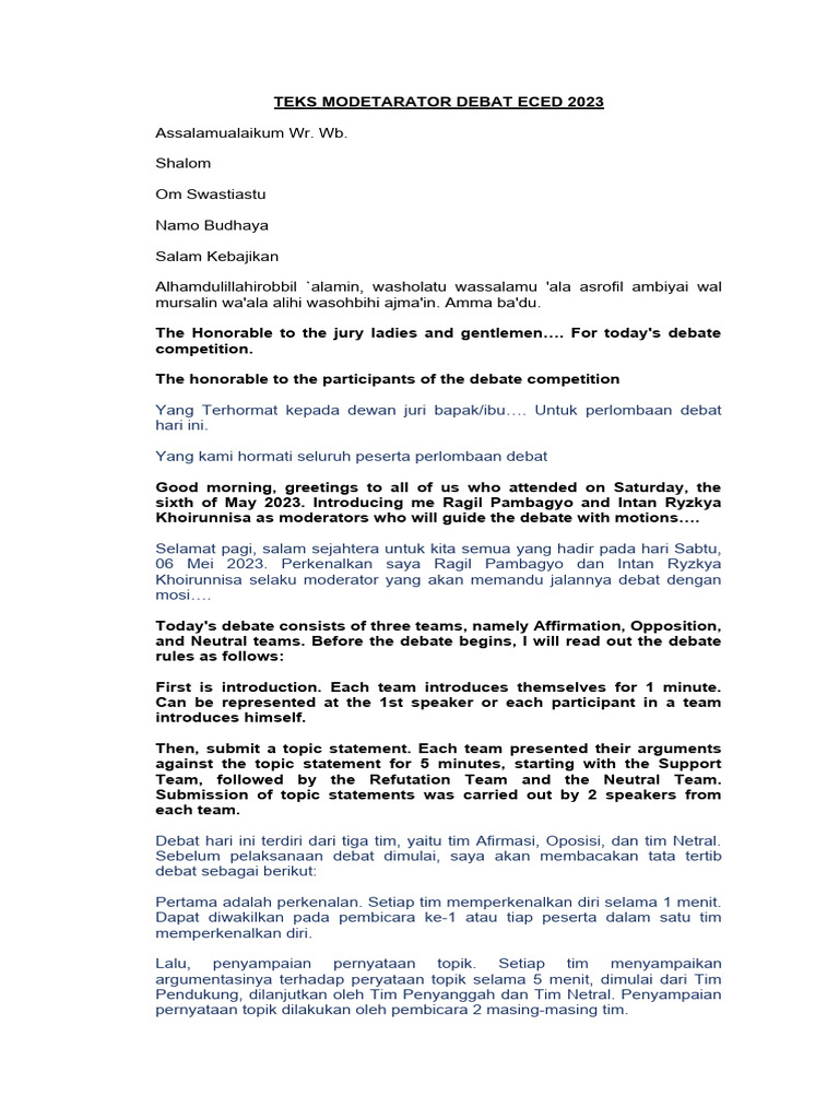 Teks Moderator Eced | PDF | Seni & Disiplin Bahasa