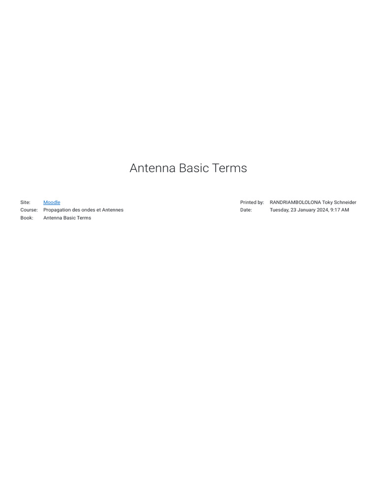 Antenna Basics: Key Concepts Explained | PDF | Antenna (Radio ...