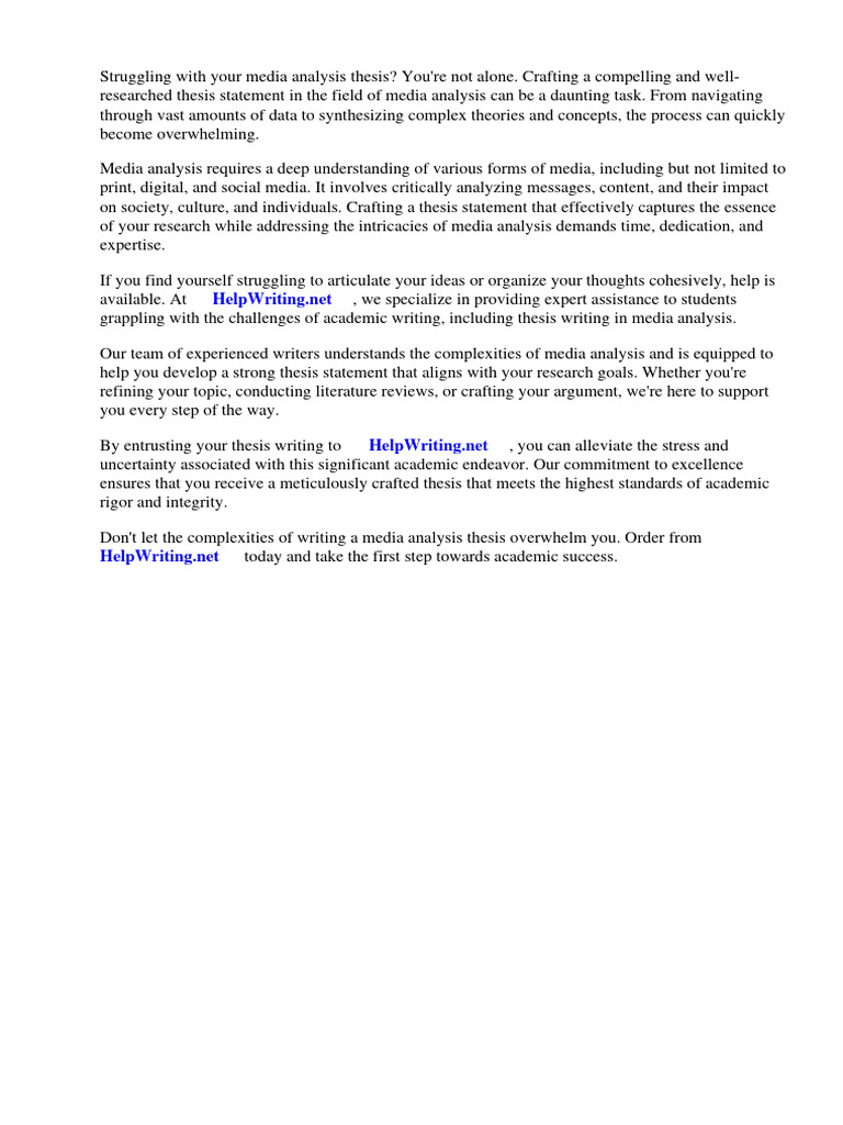 Media Analysis Thesis Statement | PDF | Essays | Social Media