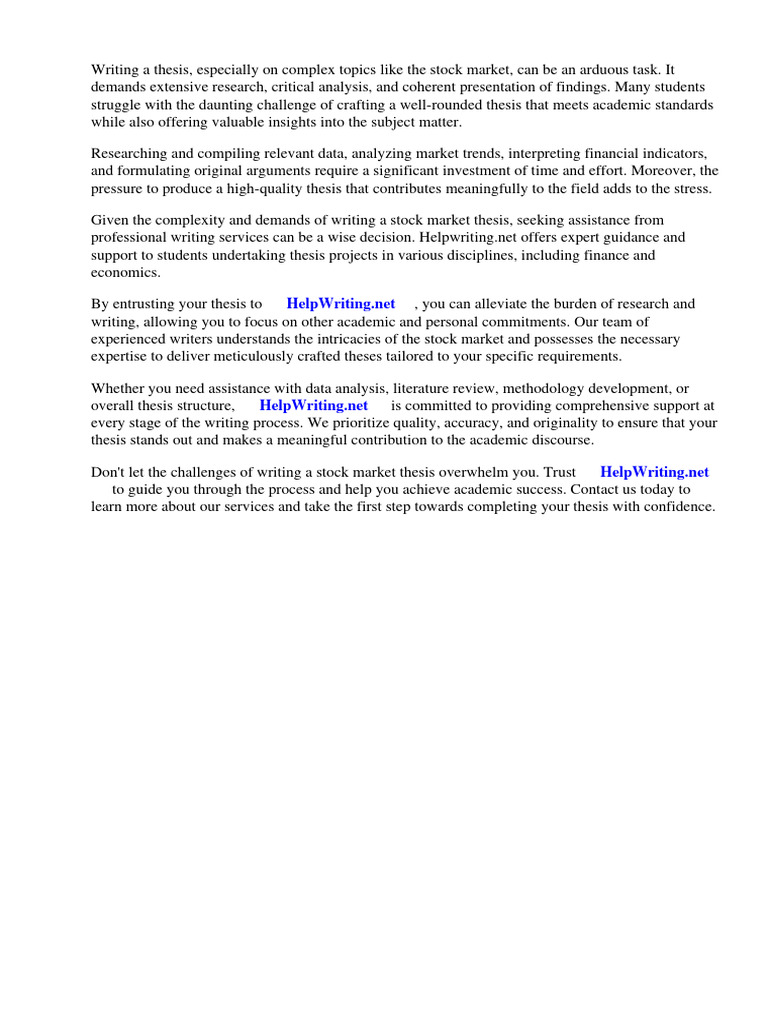 Stock Market Thesis PDF | PDF | Stocks | Stock Market