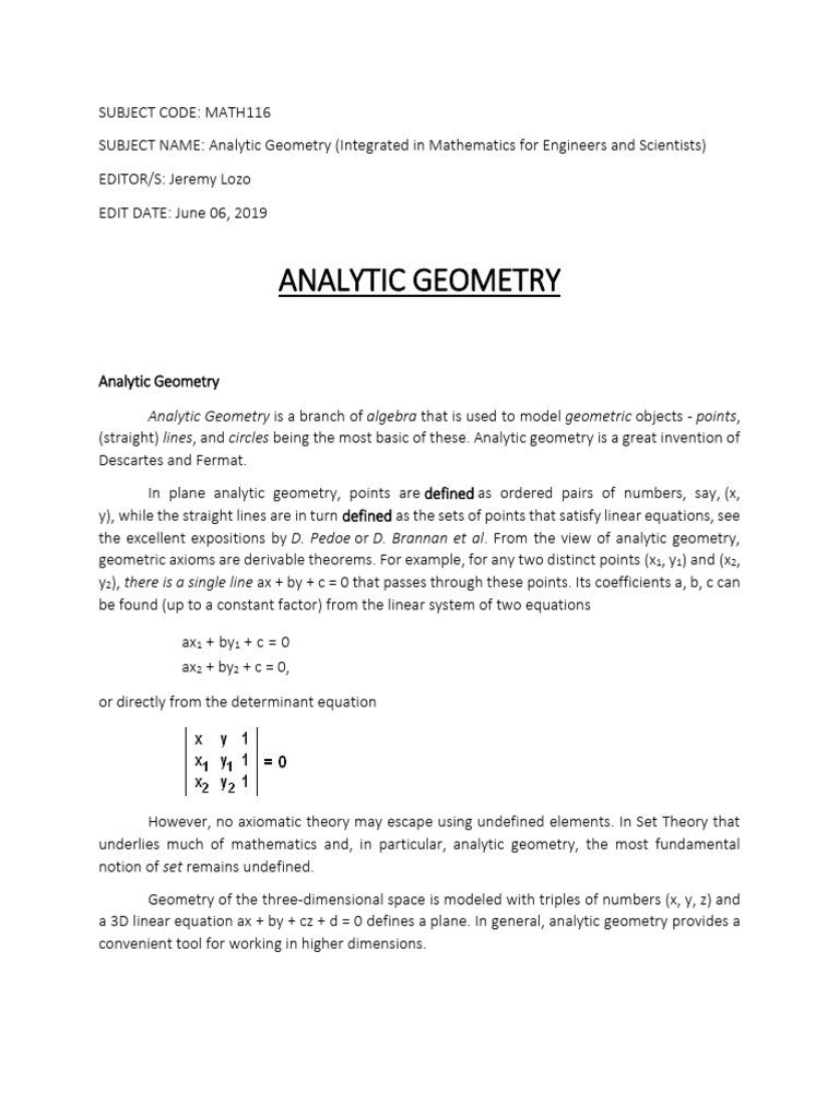 Analytical Geom | PDF | Ellipse | Analytic Geometry