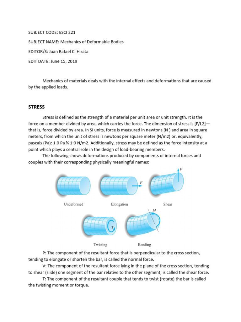 Mec of Def Bod | PDF | Stress (Mechanics) | Deformation (Engineering)