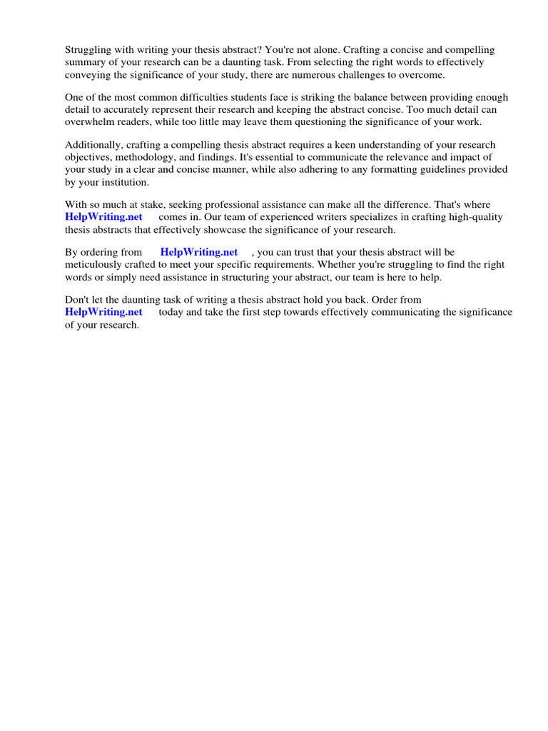 Thesis Abstract Sample Research | PDF | Thesis | Abstract (Summary)