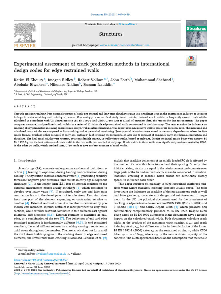 Crack Prediction in Concrete Walls | PDF | Strength Of Materials | Concrete