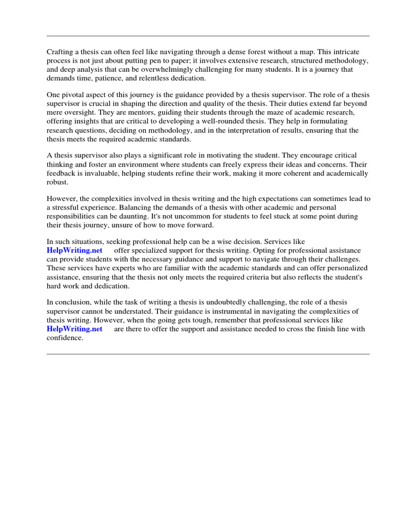 Thesis Supervisor Duties | PDF