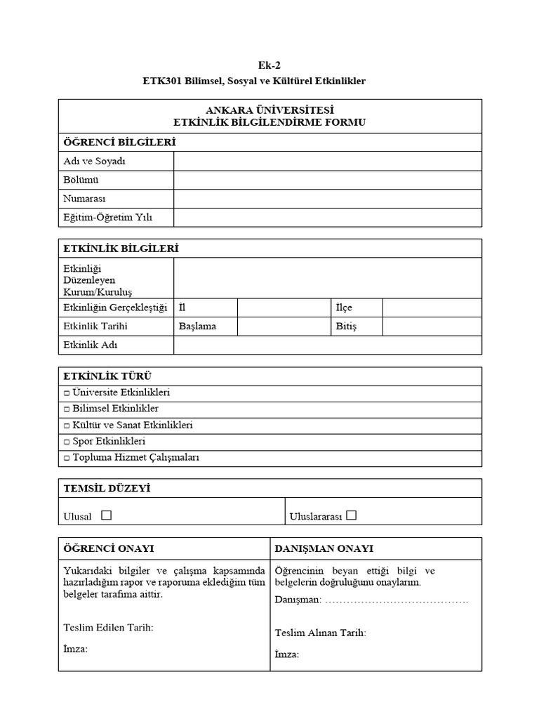 EK 2 Etkinlik Bilgilendirme Formu 1 | PDF