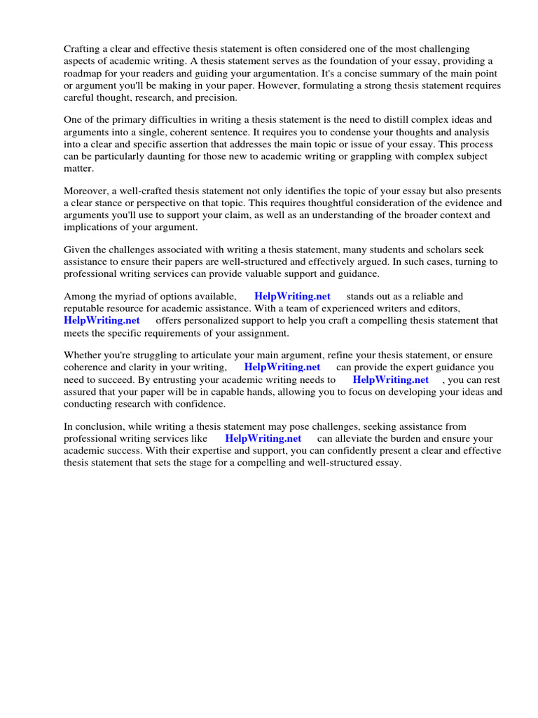 A Clear and Effective Thesis Statement Should Include The Topic of The ...