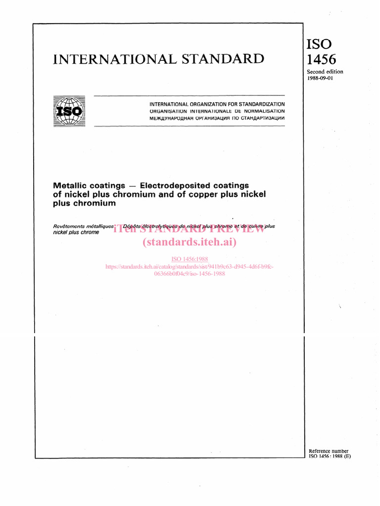 Iso 1456 1988 | Download Free PDF | International Organization For Standardization | Chromium