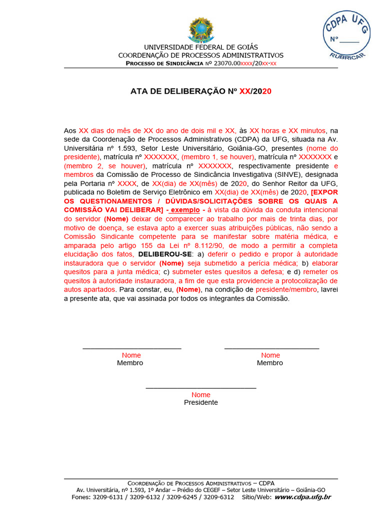 Ata de Deliberação | PDF