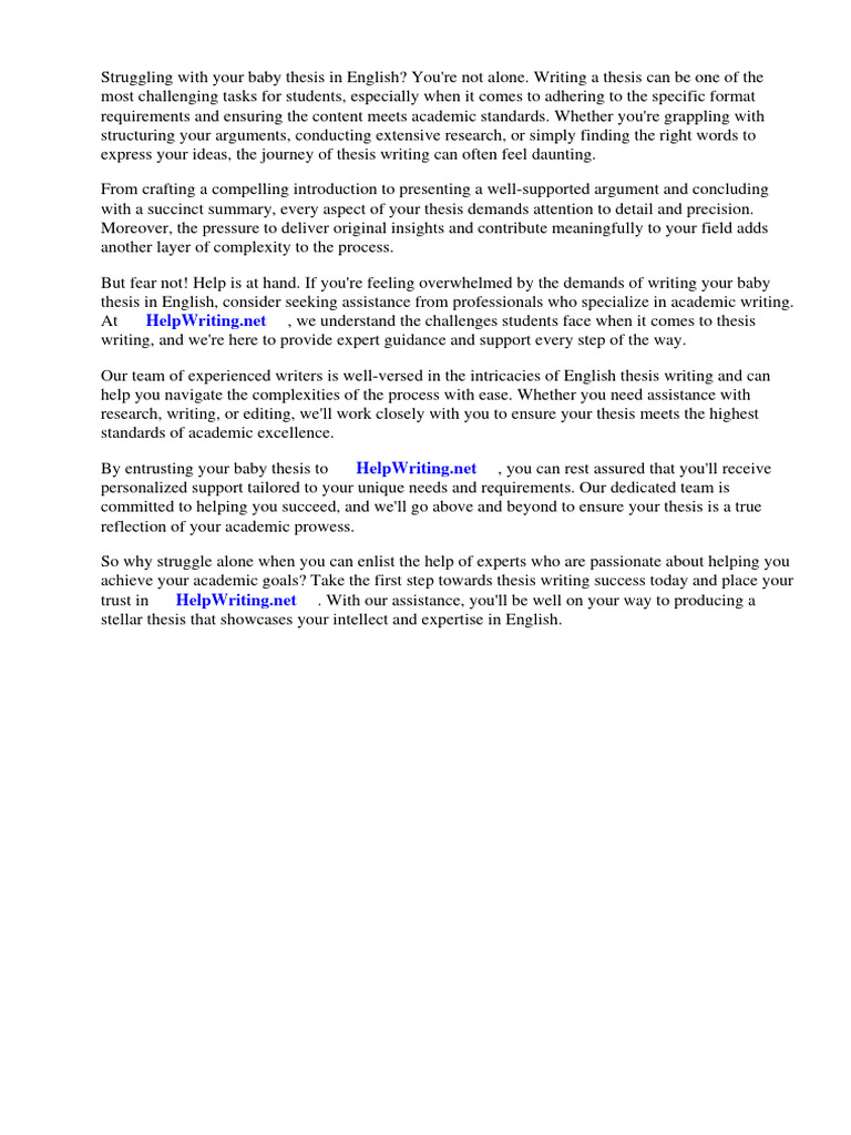 Baby Thesis Format in English | PDF | Thesis | Essays