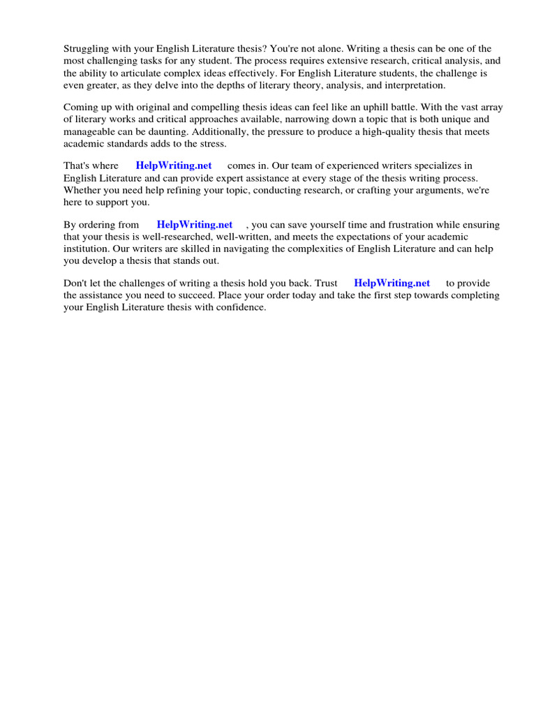 English Lit Thesis Ideas | PDF | Essays | Thesis