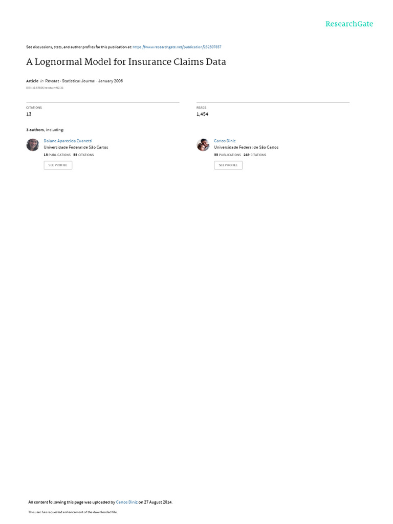 A Lognormal Model For Insurance Claims Data | Download Free PDF ...