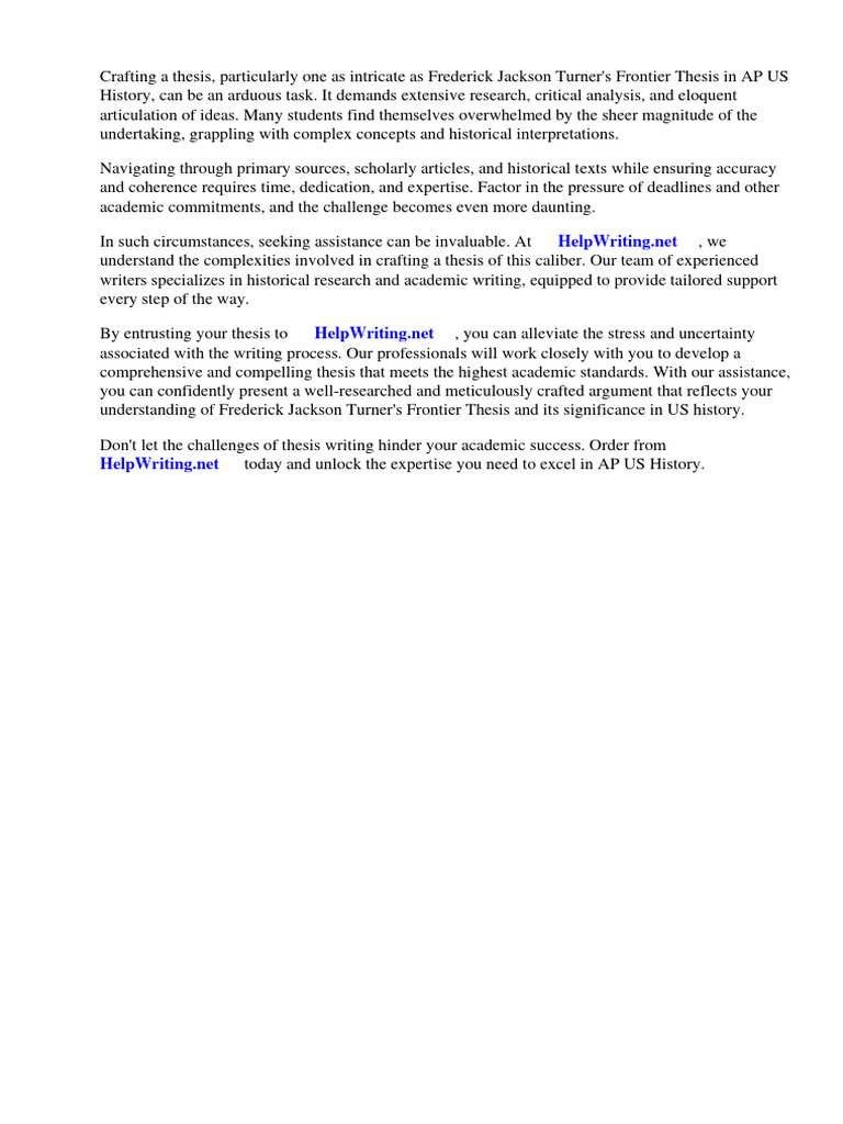 Frederick Jackson Turner Frontier Thesis AP Us History | PDF | American ...